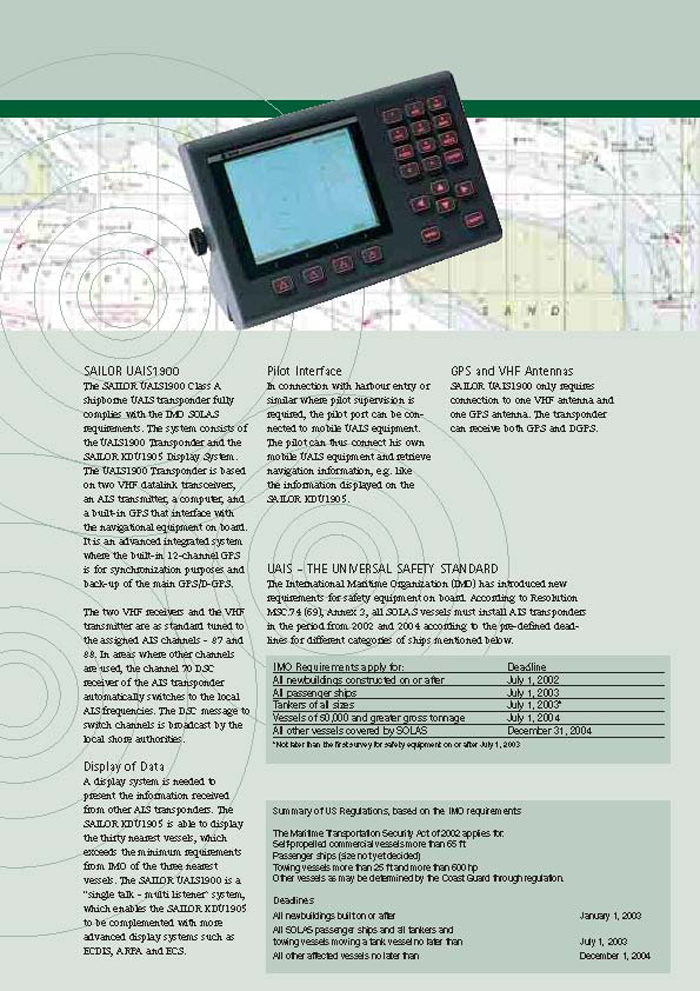 UAIS 1900 AIS自动识别系统SAILOR丹麦水手|AIS船舶自动识别系统 - 瞰海船舶电器